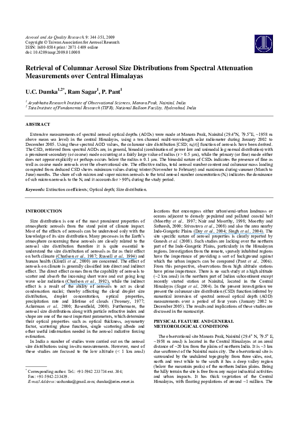 (PDF) Retrieval of Columnar Aerosol Size Distributions from Spectral Attenuation Measurements ...