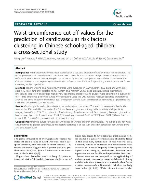 (PDF) Waist circumference cut-off values for the prediction of ...