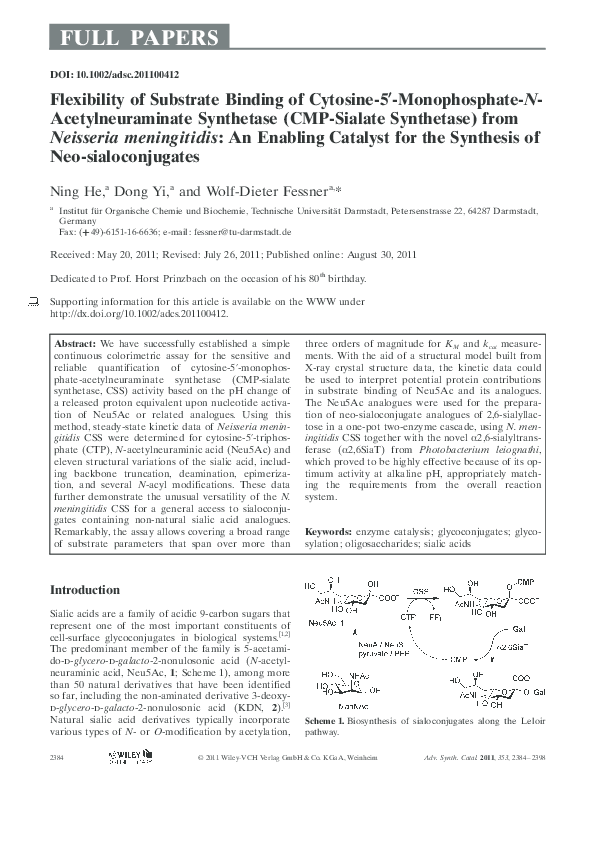 (PDF) Flexibility of Substrate Binding of Cytosine-5′-Monophosphate-N ...