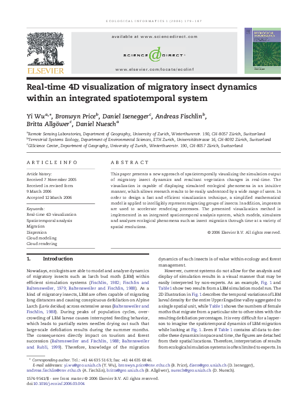 Pdf Real Time 4d Visualization Of Migratory Insect Dynamics Within An