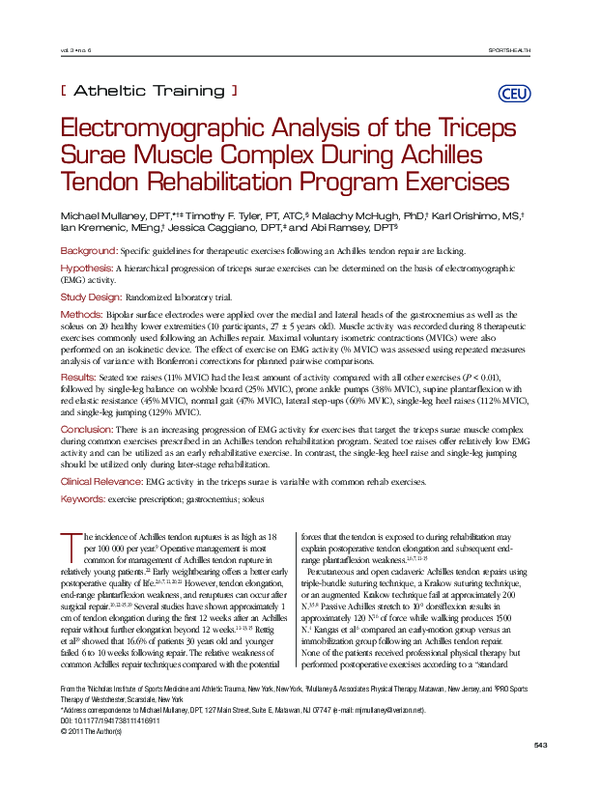 (PDF) Electromyographic Analysis of the Triceps Surae Muscle Complex ...