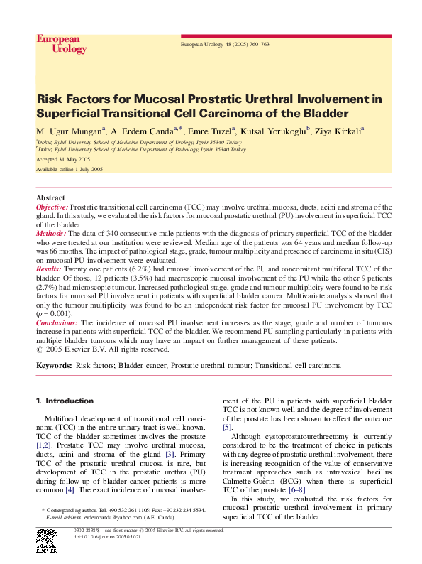 (PDF) Risk Factors for Mucosal Prostatic Urethral Involvement in ...