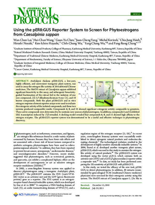 (PDF) Using the pER8:GUS Reporter System to Screen for Phytoestrogens ...