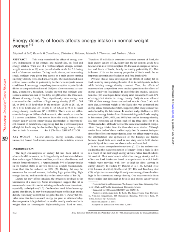 (PDF) Energy density of foods affects intake in normal-weight women