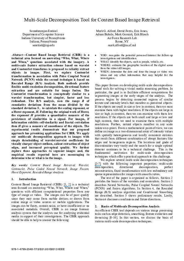 (PDF) Multi-scale decomposition tool for Content Based Image Retrieval