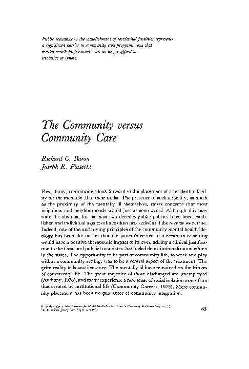 (PDF) The community versus community care