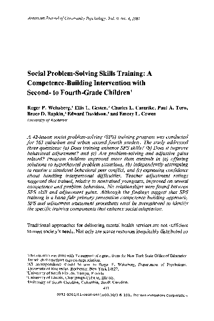 (PDF) Social problem-solving skills training: A competence-building ...