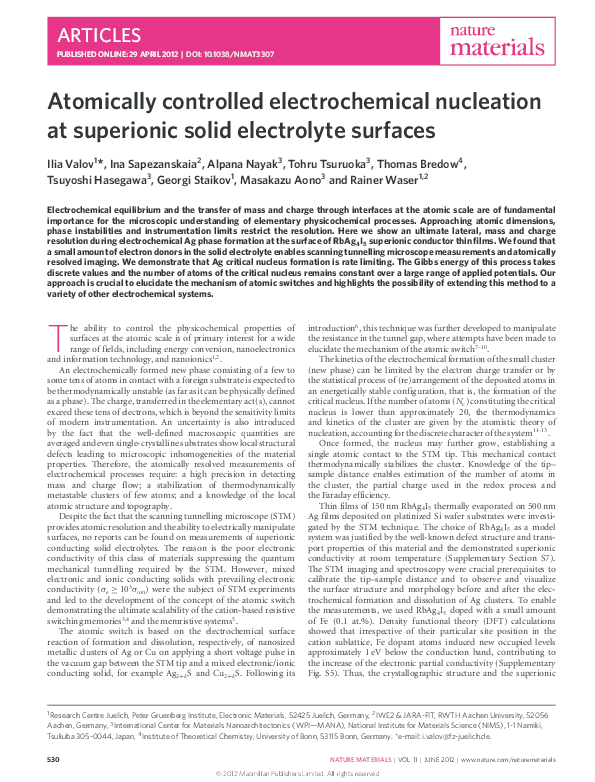 (PDF) Atomically controlled electrochemical nucleation at superionic ...