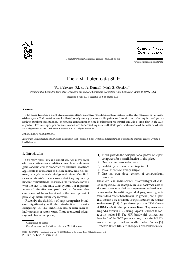 (PDF) The distributed data SCF | Yuri Alexeev - Academia.edu