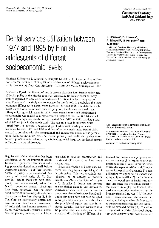 (PDF) Dental utilisation by young adults before and after subsidisation ...