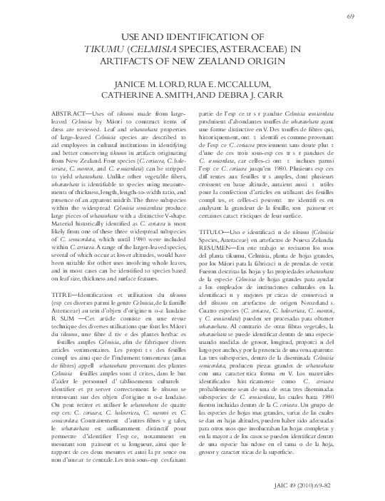 (PDF) Use and Identification of Tikumu ( Celmisia Species, Asteraceae ...