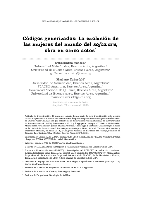 (PDF) (2013) Códigos generizados: La exclusión de las mujeres del mundo ...