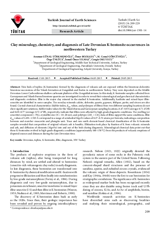 (PDF) Devonian Clay mineralogy and diagenesis