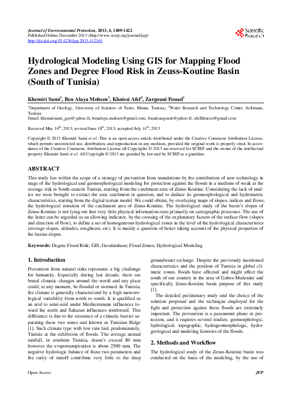 (PDF) Hydrological Modeling Using GIS for Mapping Flood Zones and ...