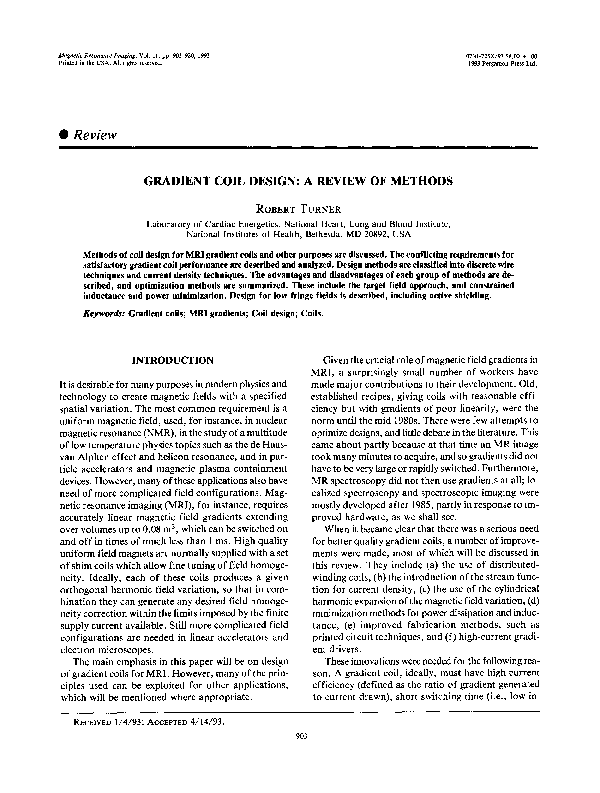 (PDF) Gradient coil design: A review of methods