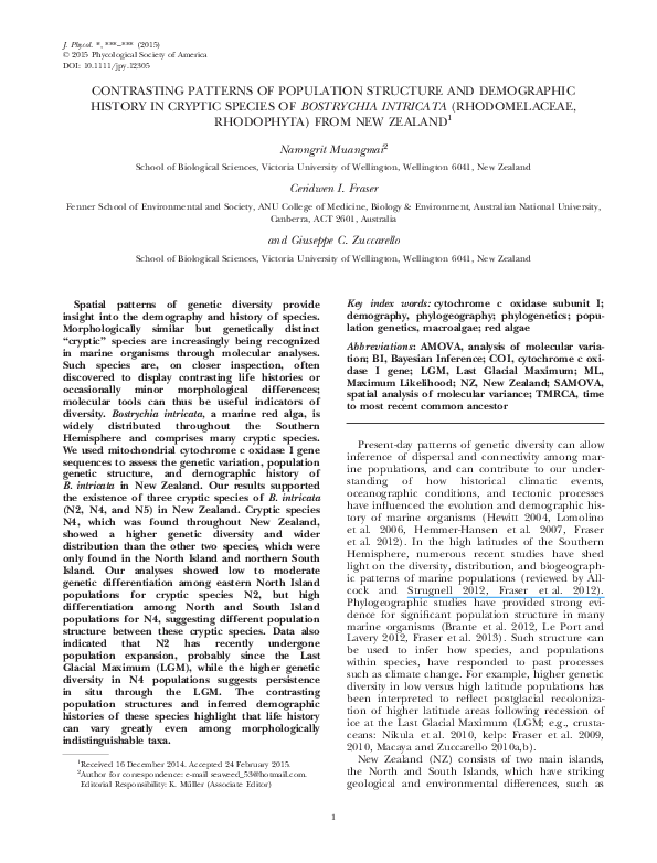 (PDF) Contrasting patterns of population structure and demographic ...