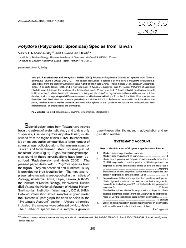 (PDF) Malacoceros longiseta, a new species of Spionidae (Annelida ...