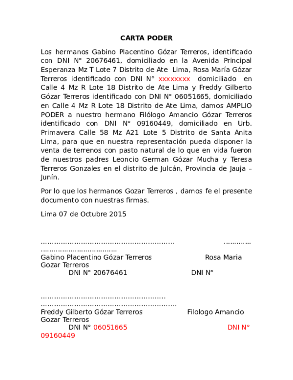 Carta Poder Para Llenar En Word Carta Poder Formatos Y Ejemplos Vrogue