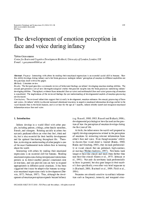 (PDF) The development of emotion perception in face and voice during ...