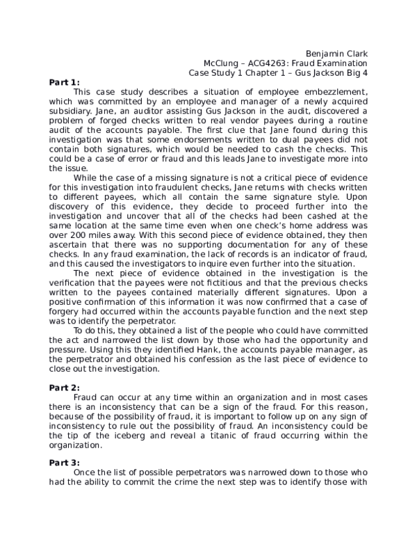 (DOC) Clark Case Study 1 Chapter 1 Gus Jackson Big 4