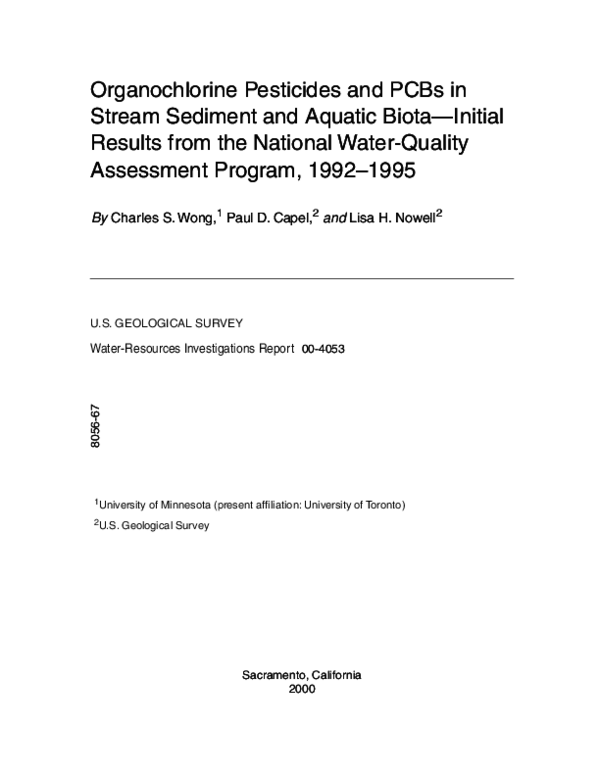 (PDF) Organochlorine pesticides and PCBs in stream sediment and aquatic ...
