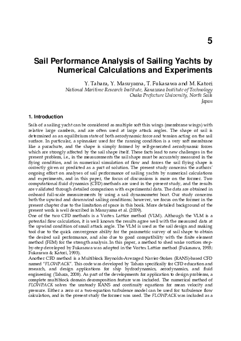 Pdf Sail Performance Analysis Of Sailing Yachts By Numerical Calculations And Experiments