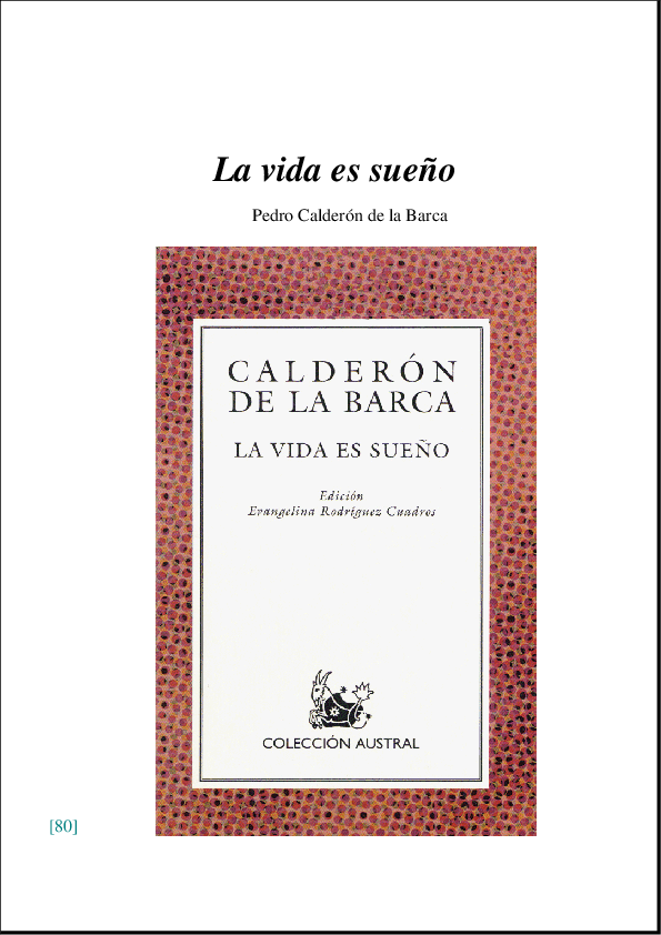 (PDF) Calderon de la Barca La vida es sueno