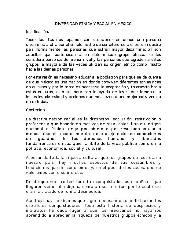 (DOC) DIVERSIDAD ETNICA Y RACIAL EN MEXICO | Bio Ros - Academia.edu