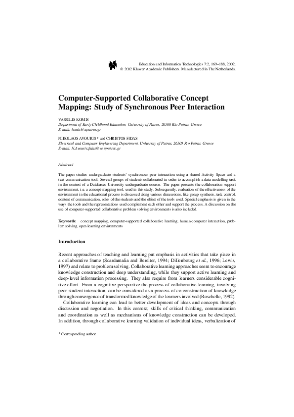 (PDF) Computer-supported collaborative concept mapping: Study of synchronous peer interaction