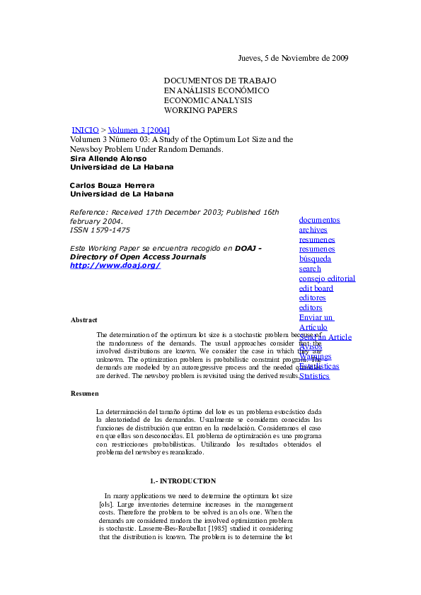 (DOC) A Study of the Optimum Lot Size and the Newsboy Problem Under ...