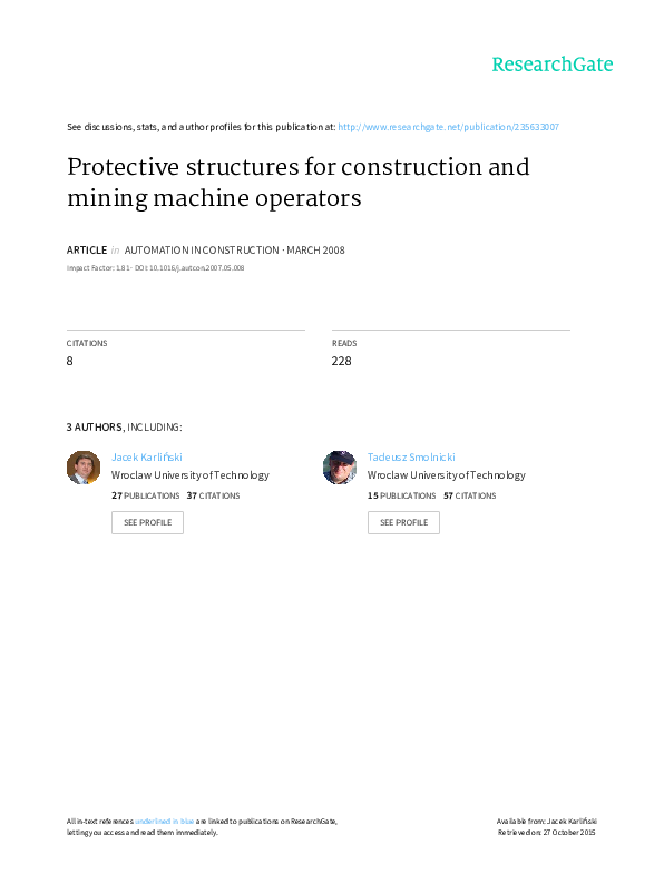 Protective structures for construction and mining machine operators