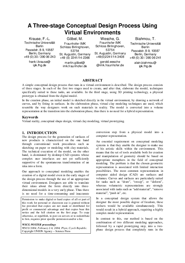 (PDF) A three-stage conceptual design process using virtual environments