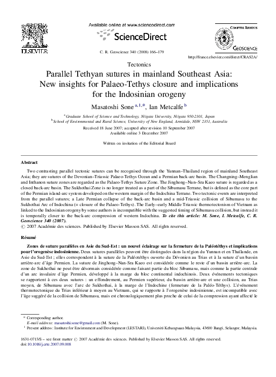 (PDF) Parallel Tethyan sutures in mainland Southeast Asia: New insights ...