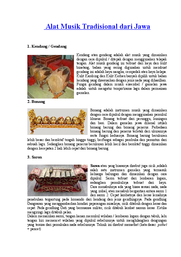 (DOC) Alat Musik Tradisional dari Jawa