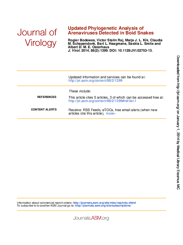 (PDF) Updated Phylogenetic Analysis of Arenaviruses Detected in Boid Snakes
