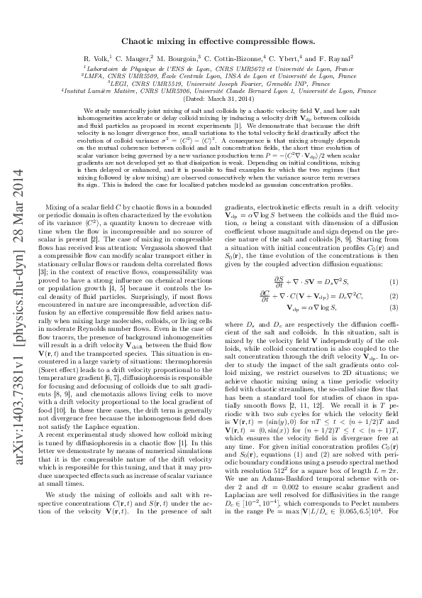 (PDF) Chaotic mixing in effective compressible flows | Cécile Cottin ...