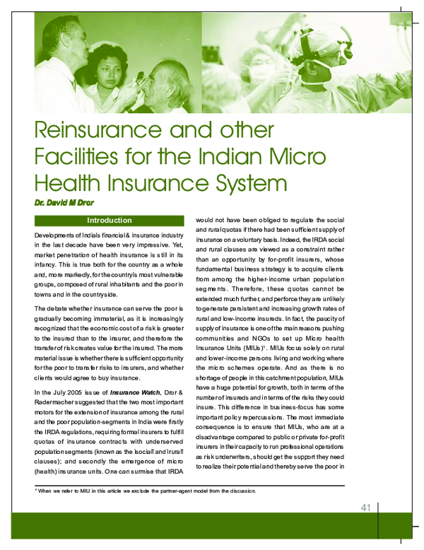 (PDF) Reinsurance and Other Facilities for the Indian Micro Health ...