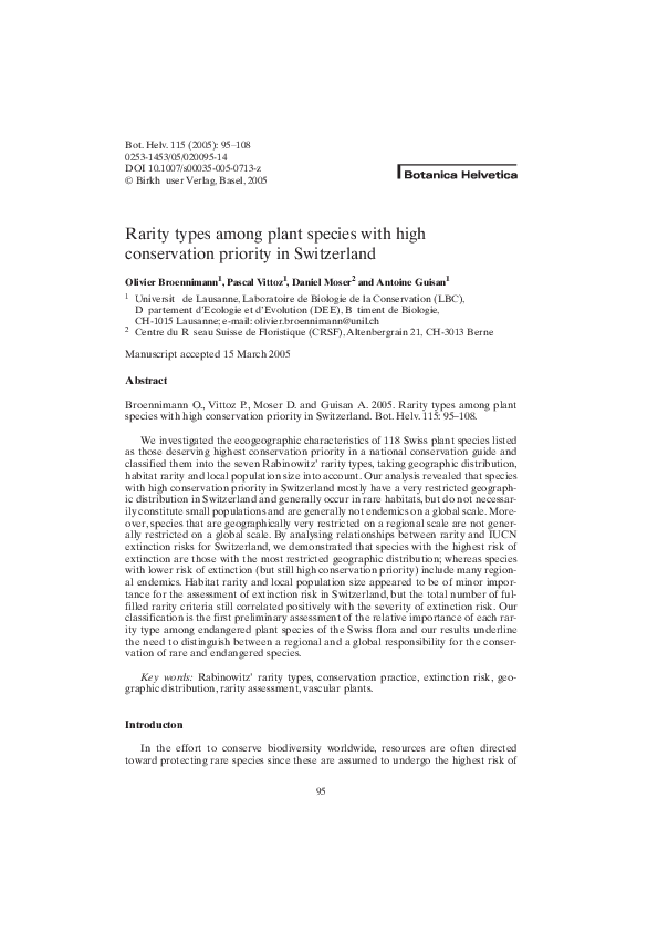 (PDF) Rarity types among plant species with high conservation priority ...