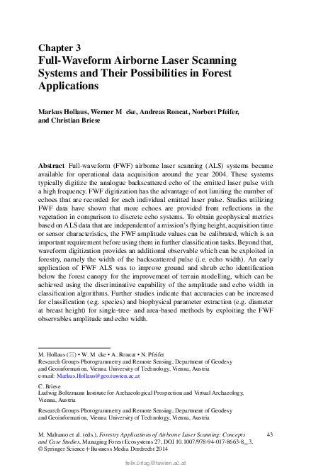 Pdf Full Waveform Airborne Laser Scanning Systems And Their Possibilities In Forest Applications
