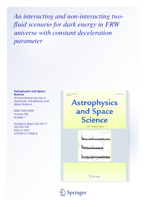(PDF) An interacting and non-interacting two-fluid scenario for dark energy in FRW universe with ...