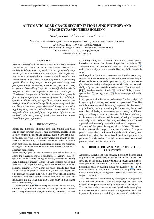 (PDF) Automatic road crack segmentation using entropy and image dynamic ...