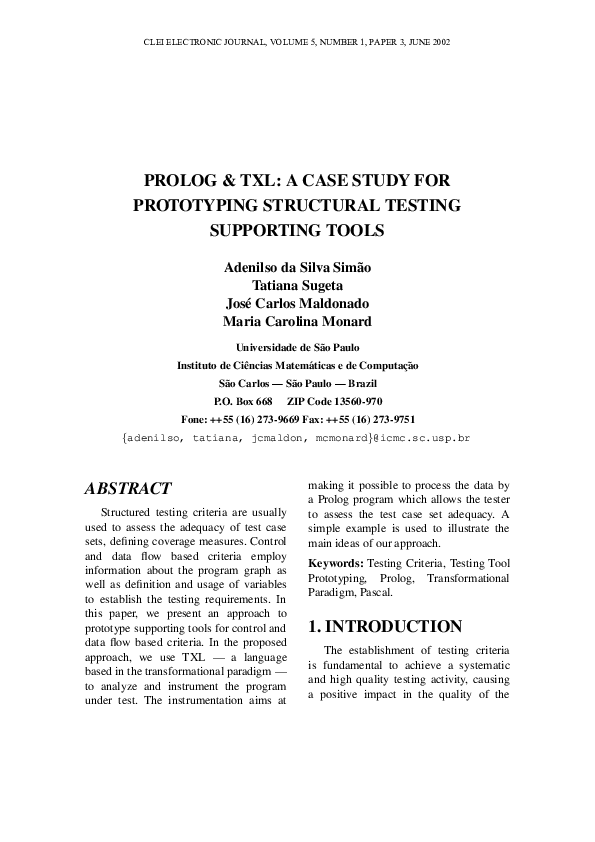 (PDF) PROLOG & TXL: A Case Study for Prototyping Structural Testing ...
