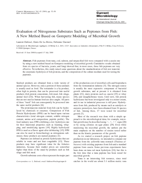 (PDF) Evaluation of Nitrogenous Substrates Such as Peptones from Fish:A ...