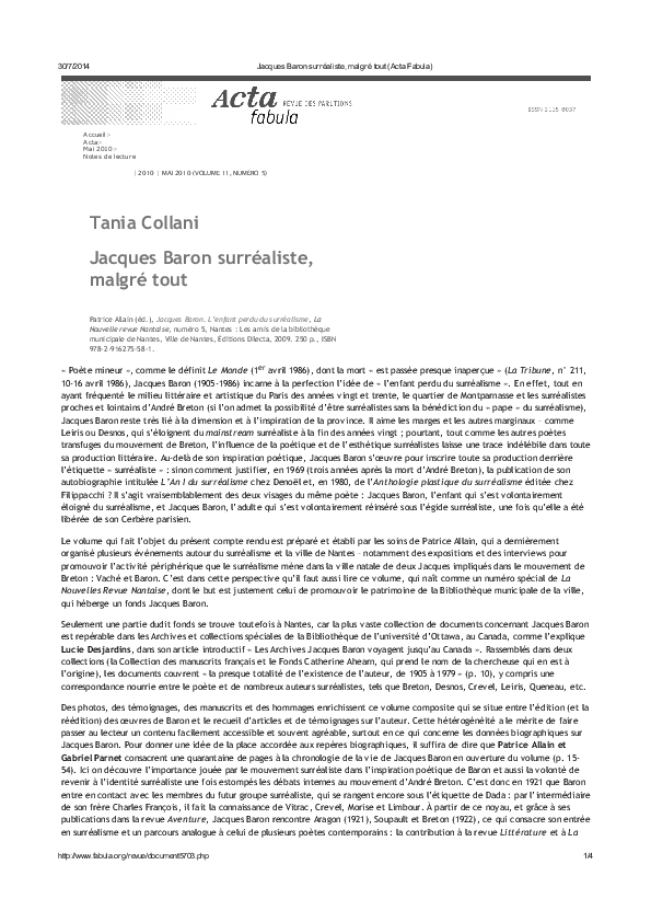 (PDF) « Jacques Baron surréaliste, malgré tout