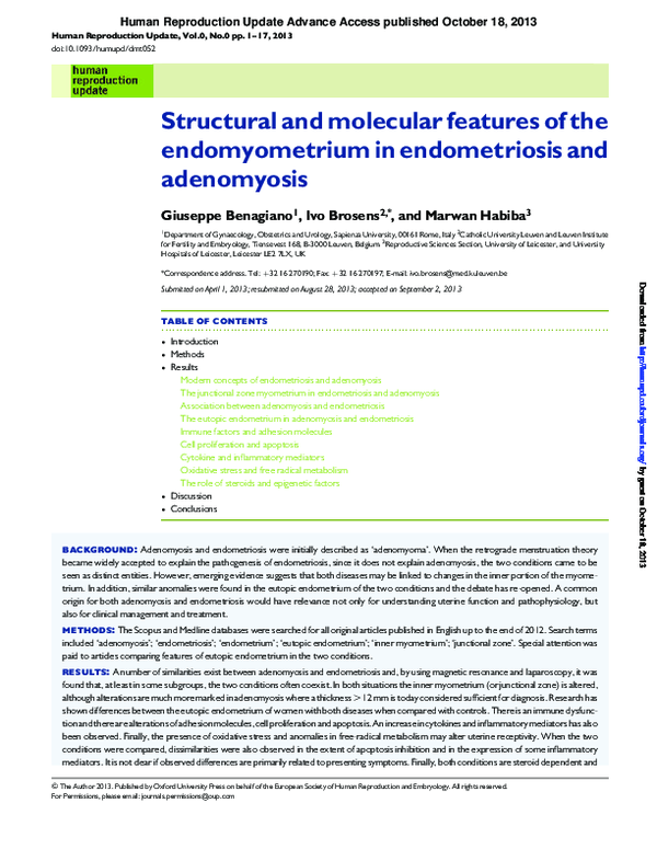 (PDF) Structural and molecular features of the endomyometrium in ...