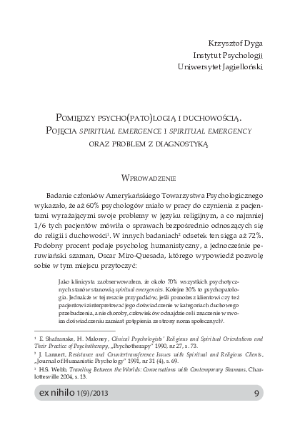 (PDF) Pomiędzy psycho(pato)logią i duchowością. Pojęcia spiritual ...