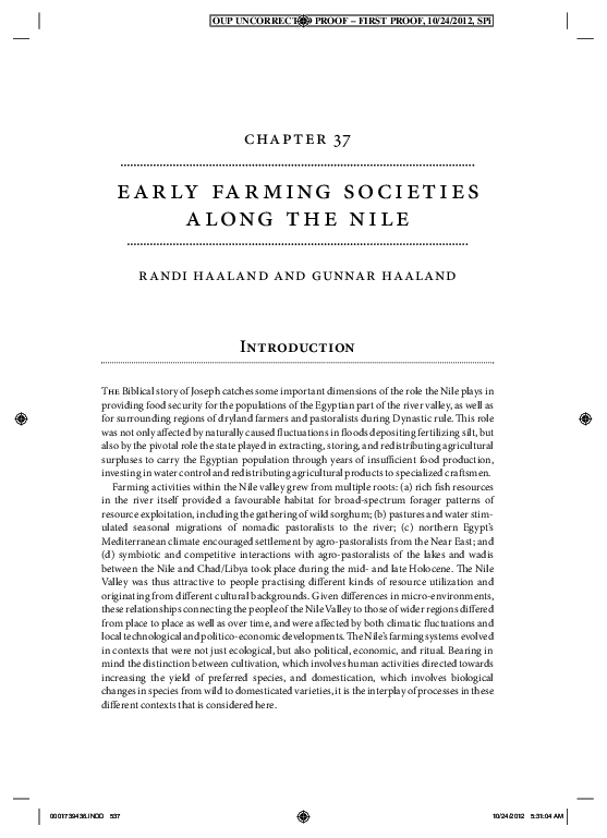 (PDF) early farming societies along the nile