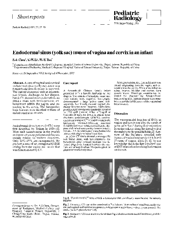 (PDF) Endodermal sinus (yolk sac) tumor of vagina and cervix in an infant