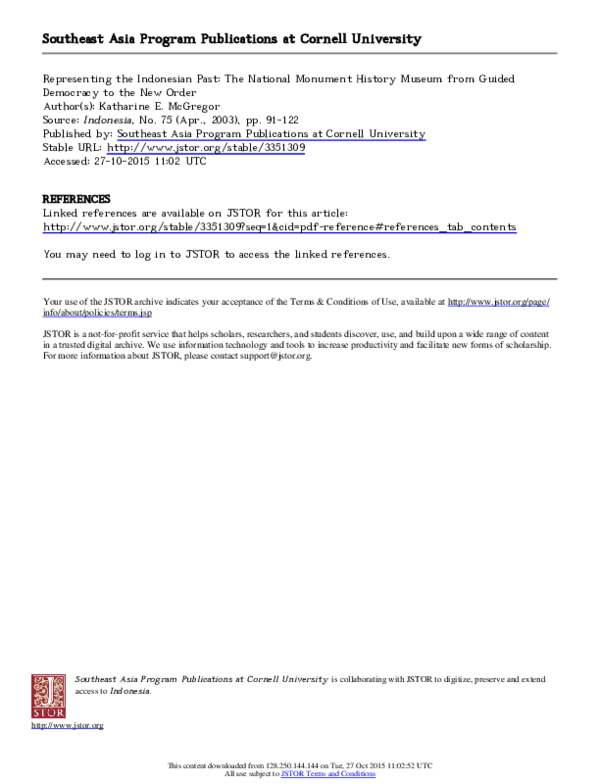 (PDF) ‘Representing the Indonesian Past: The National Monument History ...