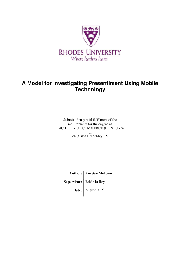 (PDF) A Model for Investigating Presentiment Using Mobile Technology